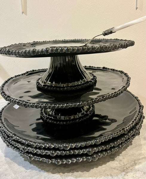 Melamine beaded black pearl cake stand – Maison et Jardin
